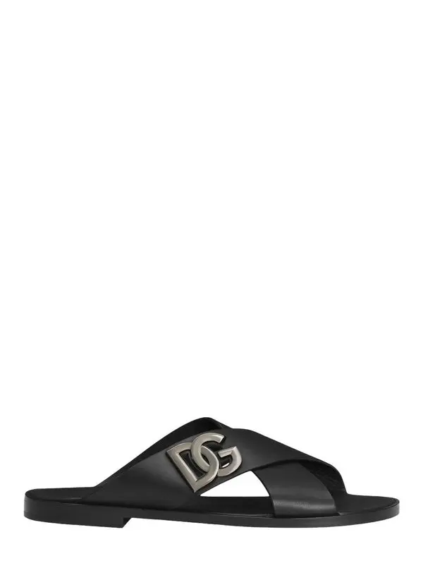 Dolce & Gabbana Logo Slide Sandals - Black