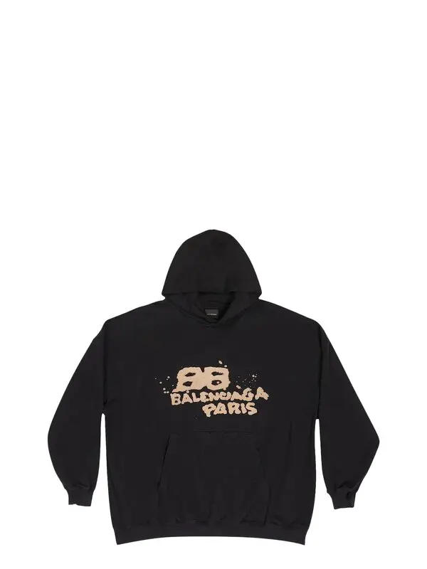 Balenciaga Hand Drawn Bb Icon Hoodie - Black