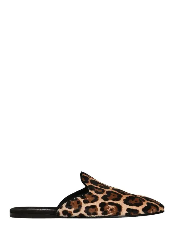 Dolce & Gabbana Leopard Pony Slipper - Brown