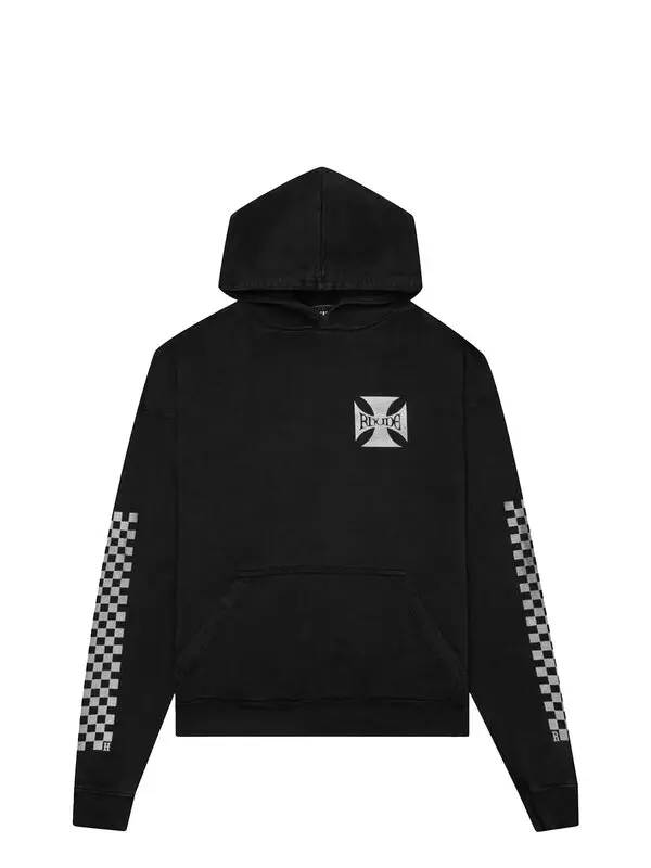 Rhude Classic Checker Hoodie - Black