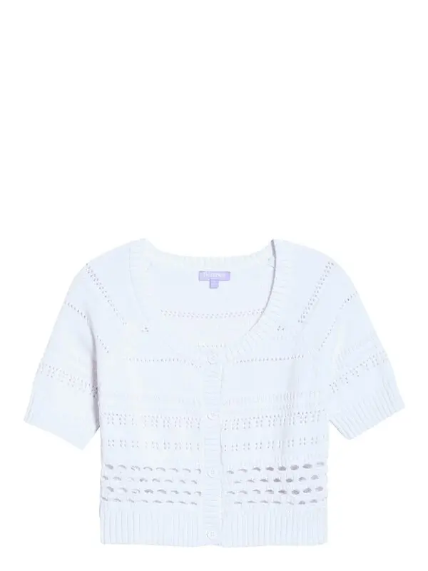 FLORENCE BY MILLS Mixed Stitch Short Sleeve Cotton Cardigan - White
