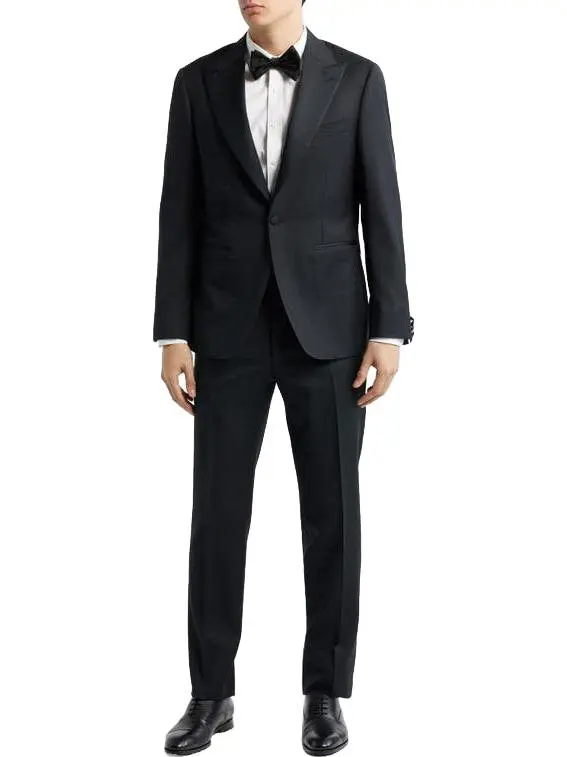 Canali Capri Trim Fit Wool Peak Lapel Tuxedo - Black