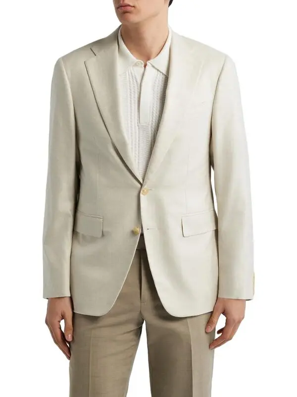 Canali Capri Trim Fit Check Jacquard Silk & Cashmere Sport Coat - Beige