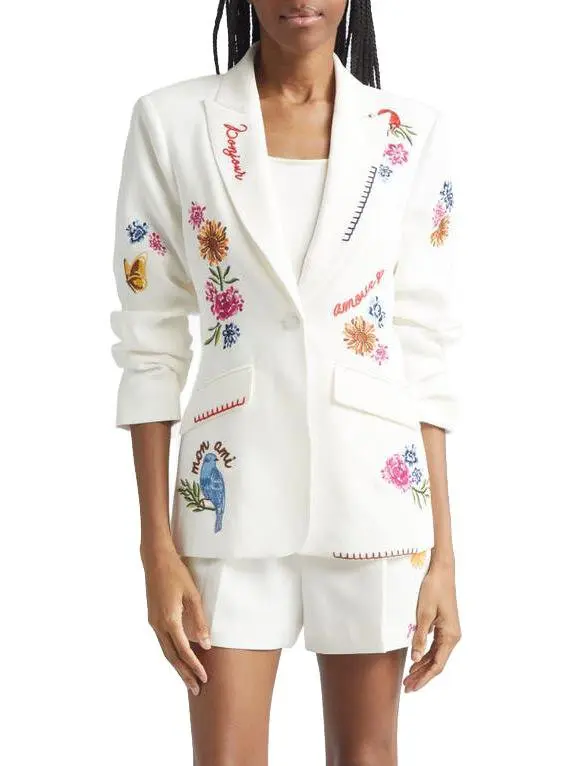 Cinq À Sept Embroidered Blazer - Ivory/multi