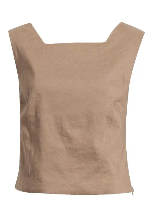 Nordstrom Linen Blend Shell Top - Brown Lentil