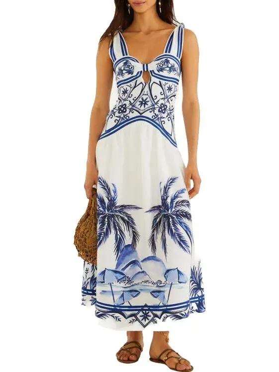 Farm Rio Wonderful City Tropical Print Maxi Dress - Off-white