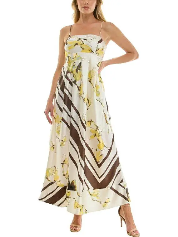 SOCIALITE Sleeveless Printed Maxi Dress - Ivory/brown