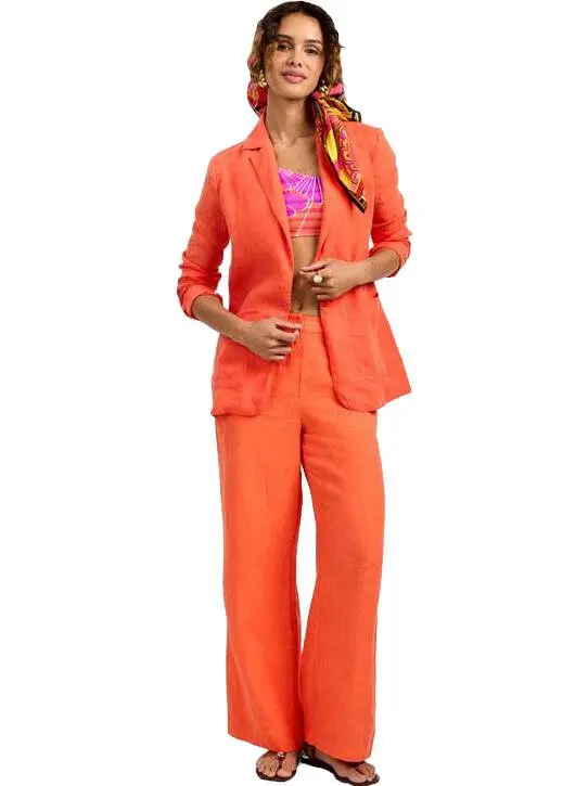 Trina Turk Azurine Linen Blazer - Calypso Coral