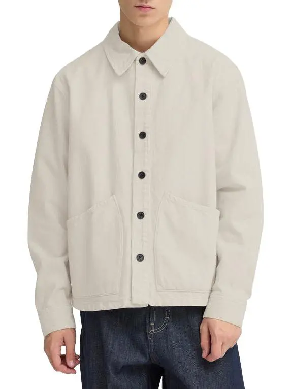 !SOLID Nadil Solid Cotton Button-up Shirt Jacket - Oatmeal