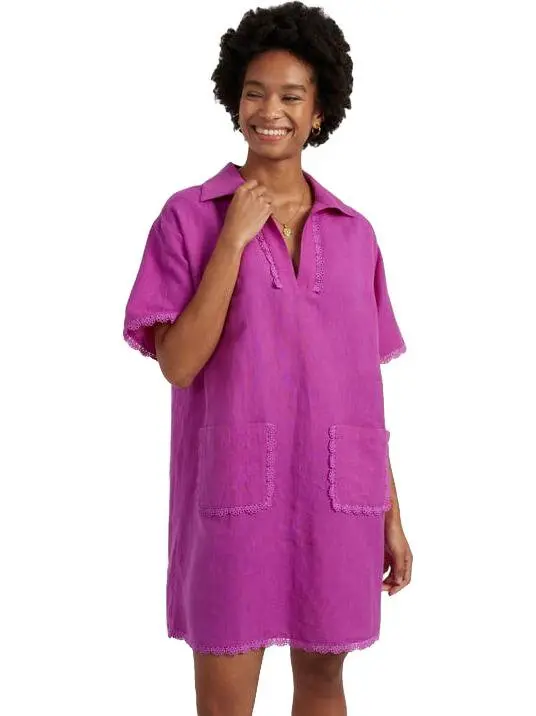 Chinti & Parker Linen-blend Scallop Tunic Dress - Magenta