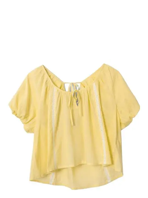 DAMSON MADDER Maura Lace Trim Top - Butter