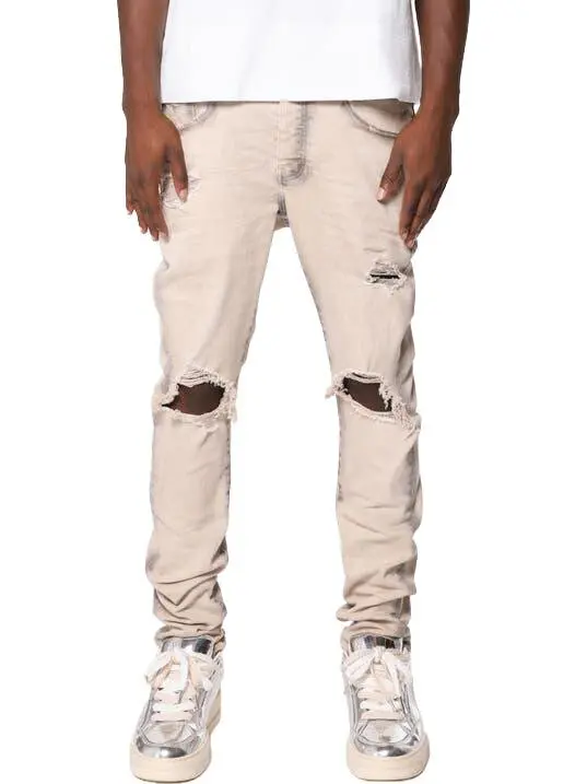 PURPLE BRAND Ripped Skinny Jeans - Tan