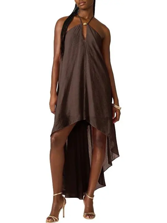 Steve Madden Suzanne High-low Halter Neck Dress - Walnut