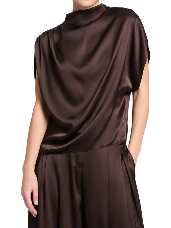 TWP Asymmetrical Draped Stretch Silk Top - Delicioso