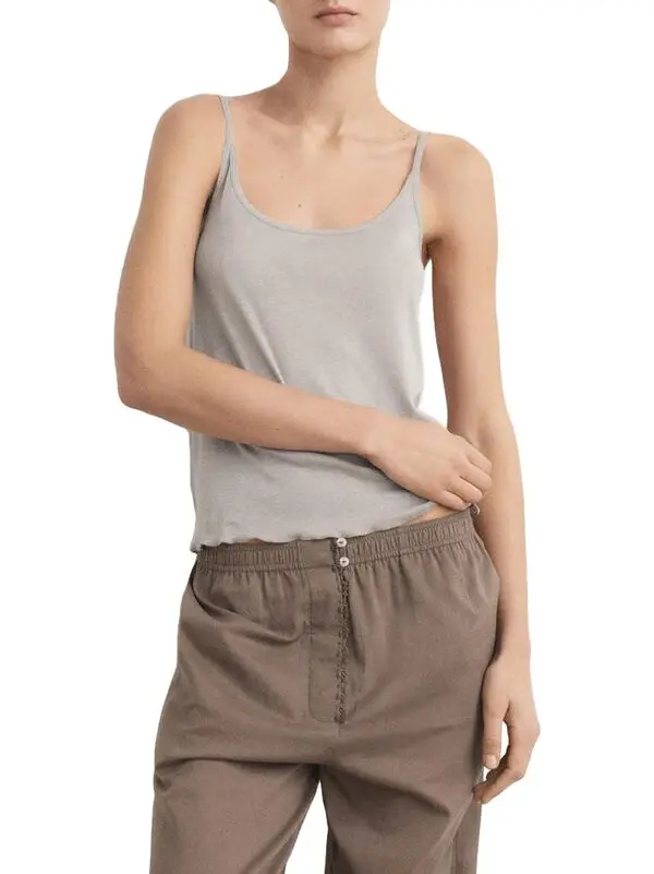 Mango Cotton Camisole - Light/pastel Grey