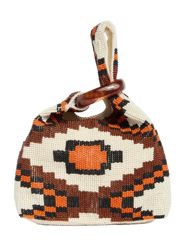 Veronica Beard Beaded Top Handle Bag - Orange Multi