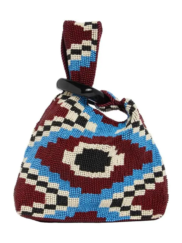 Veronica Beard Beaded Top Handle Bag - Wine Multi
