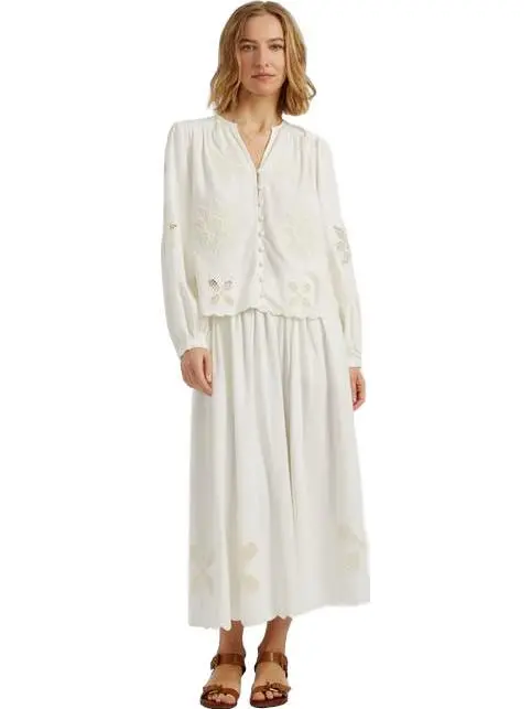 Chinti & Parker Linen-blend Broderie Blouse - Cream