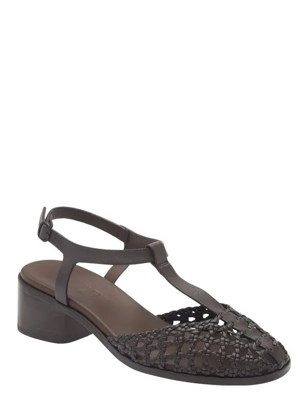 Hereu Woven Leather Ankle Strap Sandals - Dark Brown