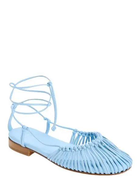 Hereu Knotted Round Toe Leather Sandals - Baby Blue