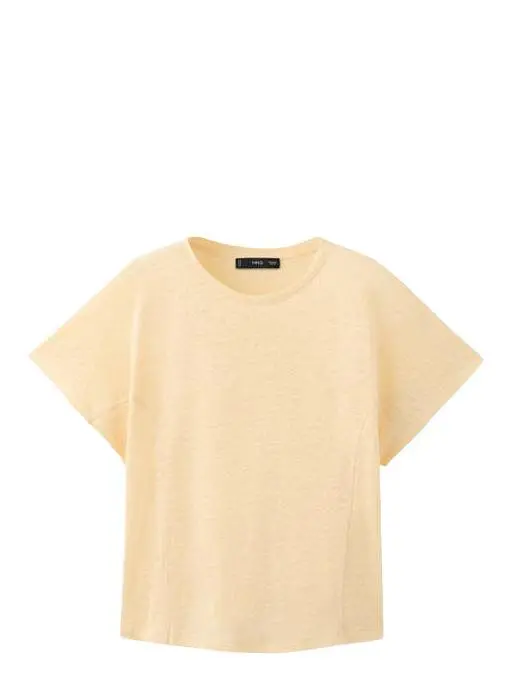 Mango Linen Short Sleeve T-shirt - Vanilla