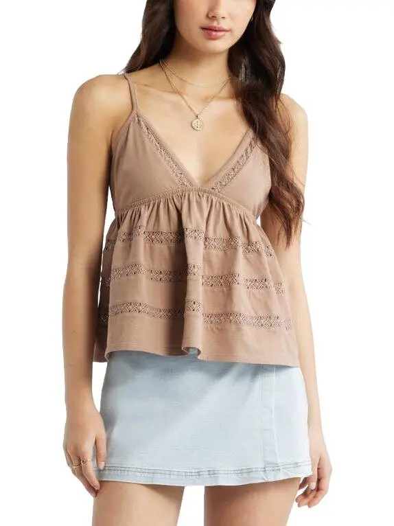Bp. Lace Trim Babydoll Cami - Brown Fresco