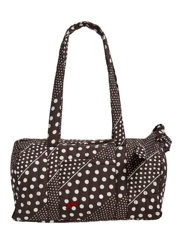 DAMSON MADDER Quilted Duffle Bag With Bow Detail - Dark Brown