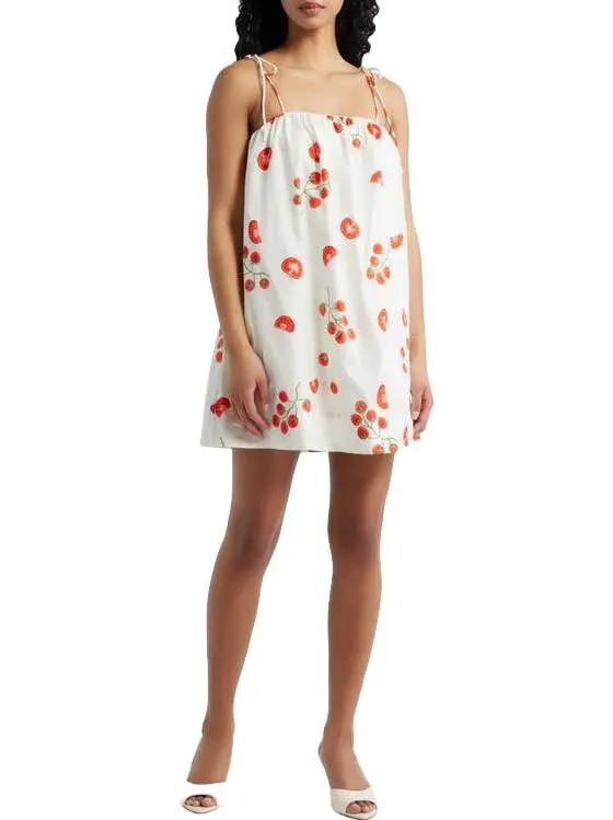 Line & Dot Printed Mini Dress - Ivory Multi