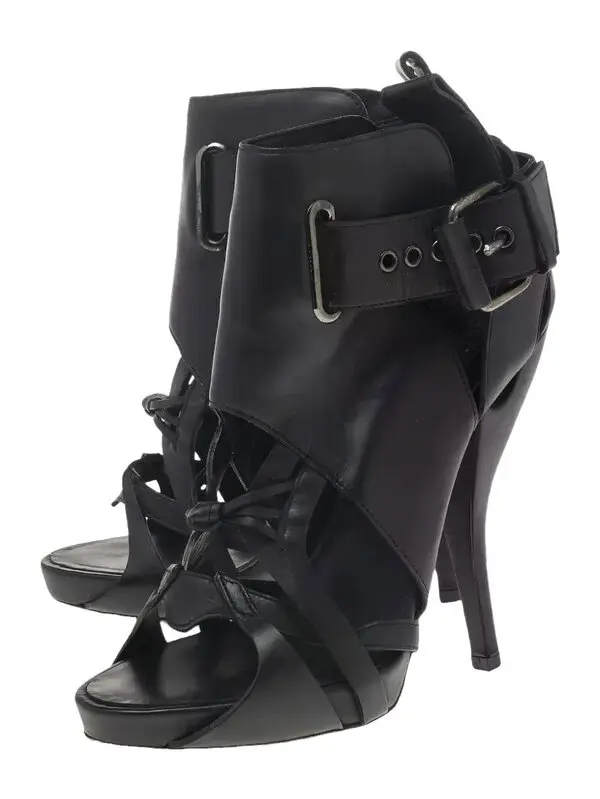 Givenchy Strappy Peep-toe Ankle Boots - Black