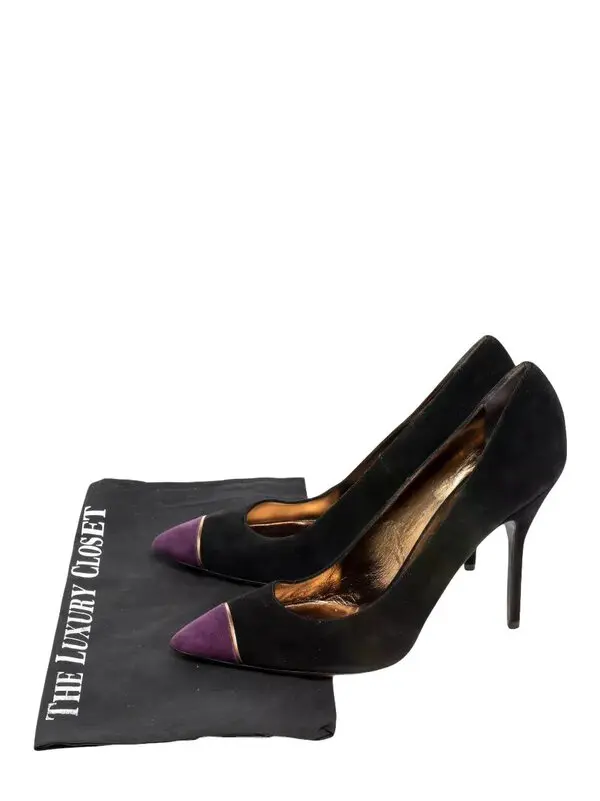 Saint Laurent Suede Cap Toe Pumps - Black