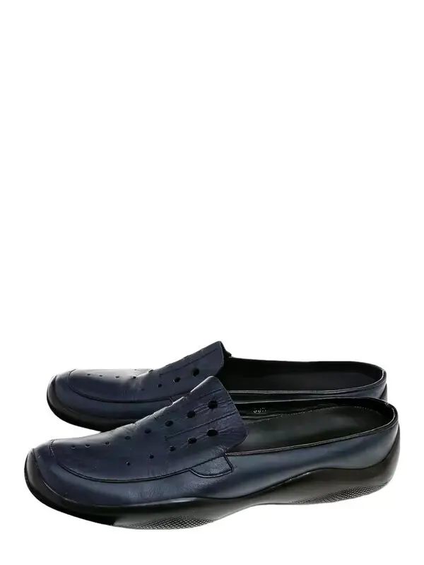 Prada Perforated Leather Loafers - Blue