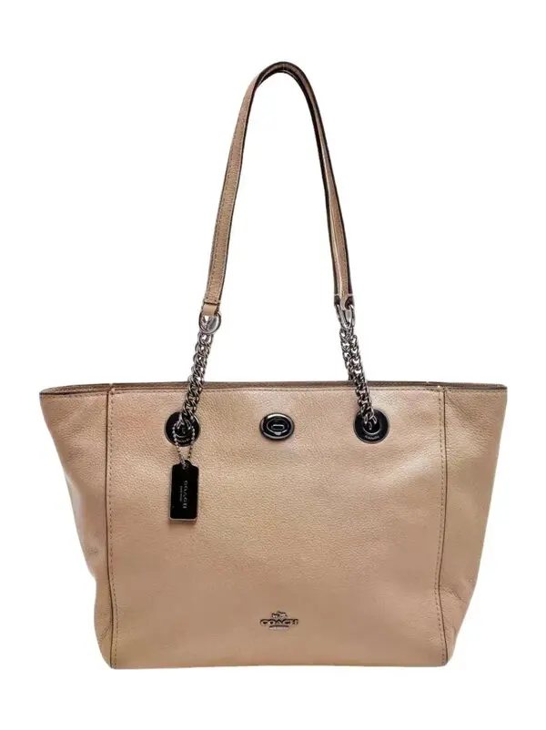 COACH Turn-lock Calf Leather Tote Bag - Grey