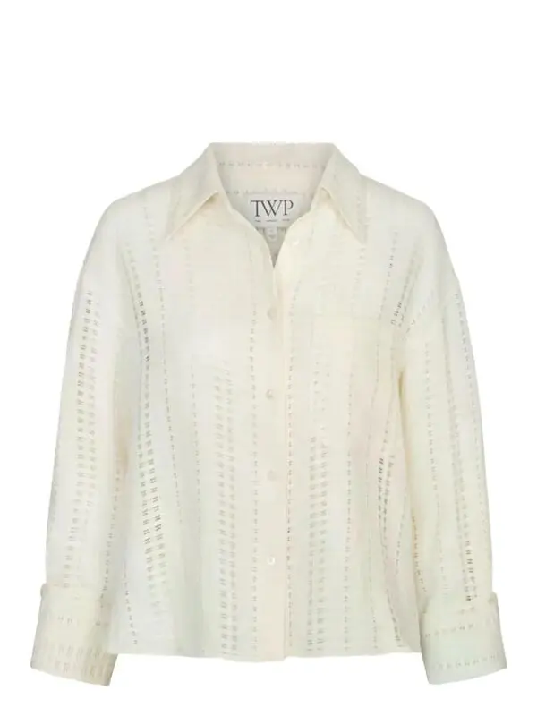 TWP Striped Point-collar Shirt - Neutrals