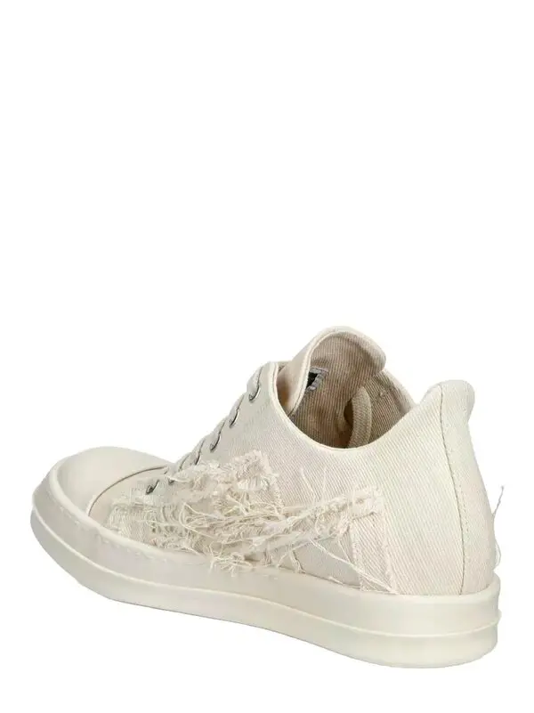 Rick Owens Frayed-detail Low-top Sneakers - White