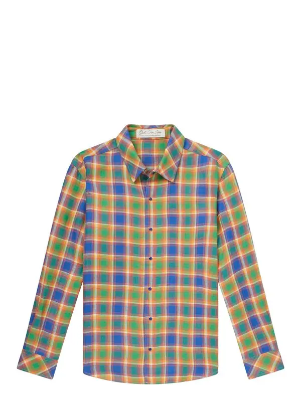 GOD'S TRUE CASHMERE Checked Linen Shirt - Green