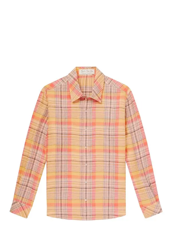 GOD'S TRUE CASHMERE Twilight Checked Linen Shirt - Orange