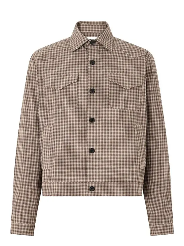 Oliver Peoples Checked Cotton-blend Jacket - Brown
