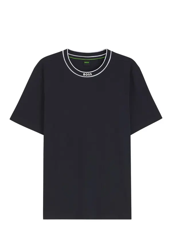 BOSS Cotton T-shirt With Logo Crew Neck - Dark Blue