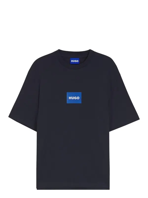 Hugo Logo-print T-shirt In Cotton Jersey - Dark Blue