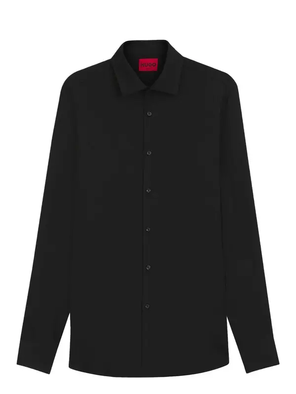 Hugo Slim-fit Business Shirt In Soft Garment-washed Fabric - Black