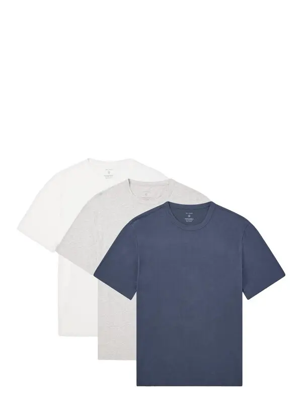Officine Générale Three-pack Organic Cotton-jersey T-shirt - Neutrals