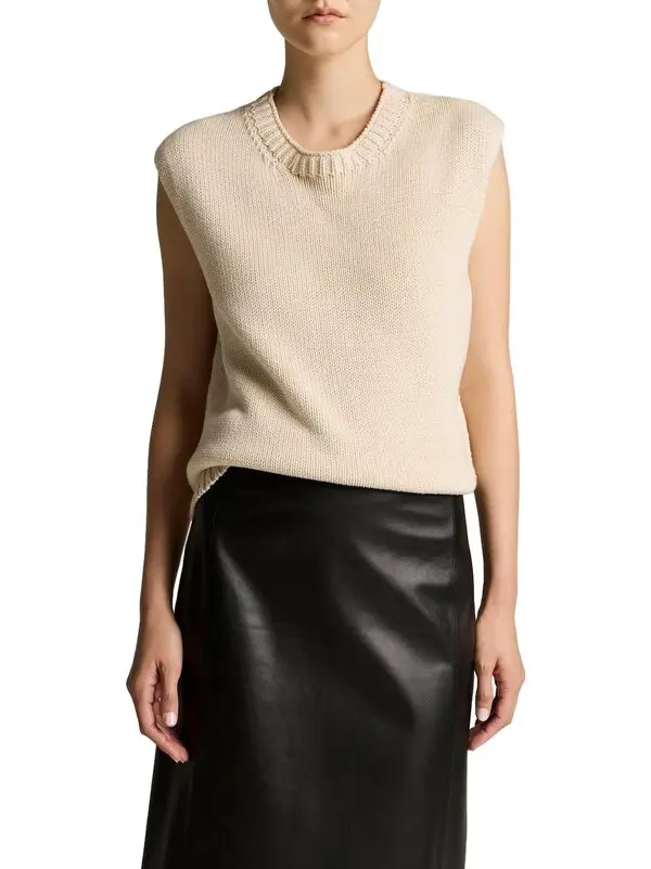 Vince Italian Cotton-blend Asymmetric Sweater Vest - Bone