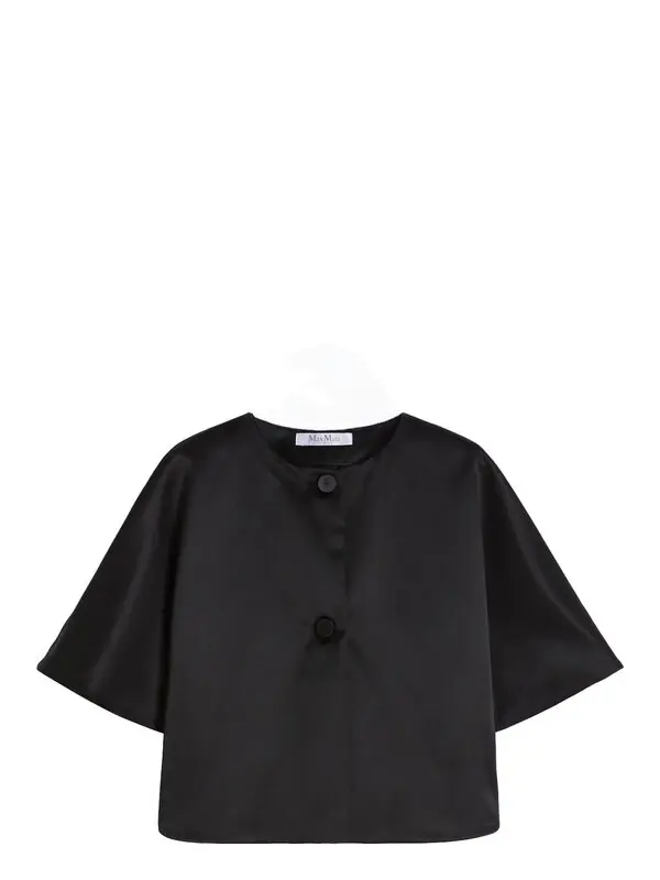 Max Mara Satin Cape With Couture Bow Detail - Black