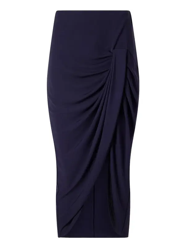 Stella McCartney Draped Stretch-jersey Midi Skirt - Blue