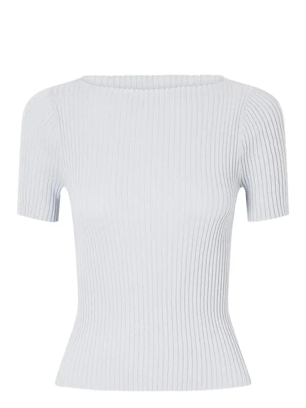 LESET Blake Metallic Ribbed-knit T-shirt - Blue