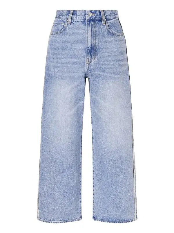FRAME Crochet Bow Crop High-rise Wide-leg Jeans - Blue
