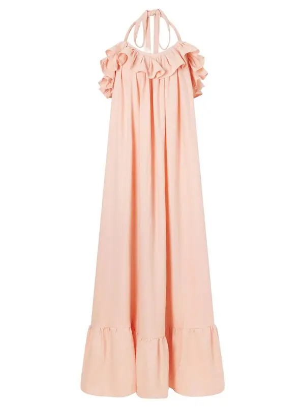 MARRAKSHI LIFE Ruffled Cotton Maxi Dress - Pink
