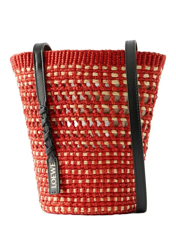 Loewe Braided Raffia Shoulder Bag - Red
