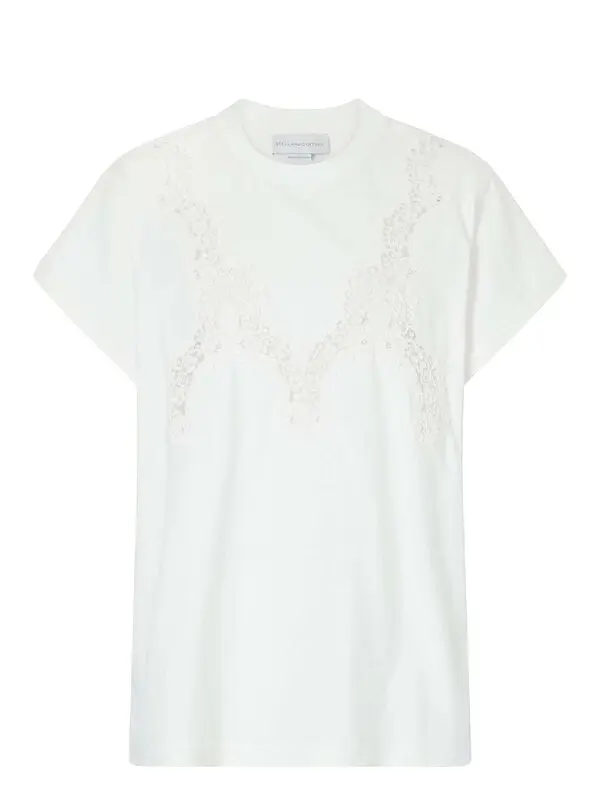 Stella McCartney Lace-trimmed Cotton-jersey T-shirt - White