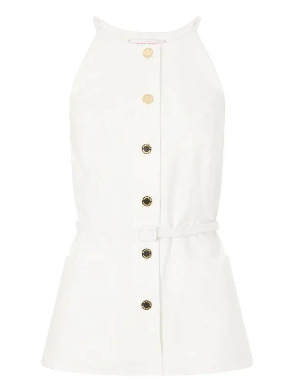 Carolina Herrera Sleeveless Belted Cotton-blend Blouse - White
